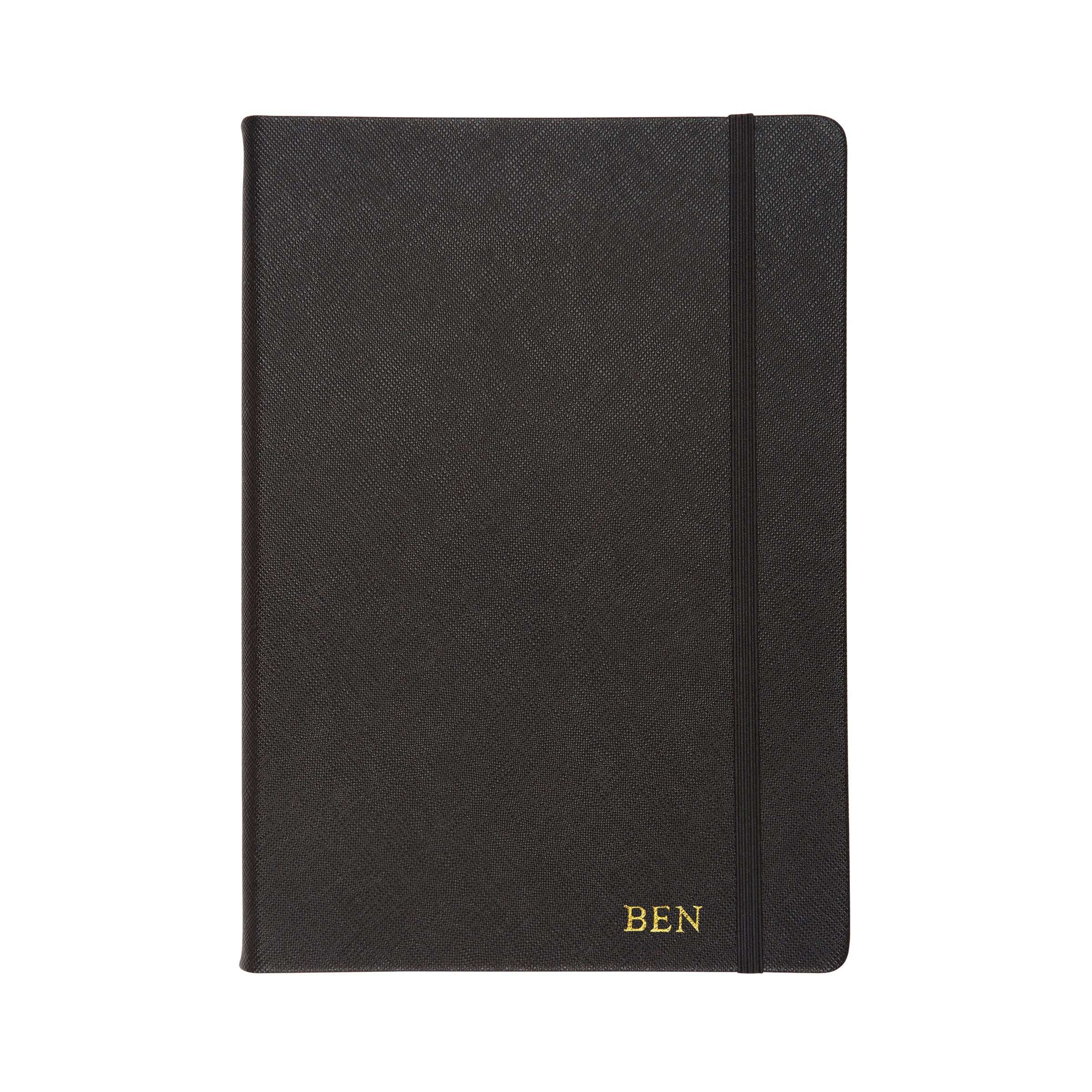 Personalised Black A5 Saffiano Leather Notebook | THEIMPRINT US ...